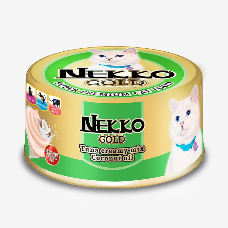 1개12개24개 네코 골드 참치 크리미 코코넛 오일 캔 85g