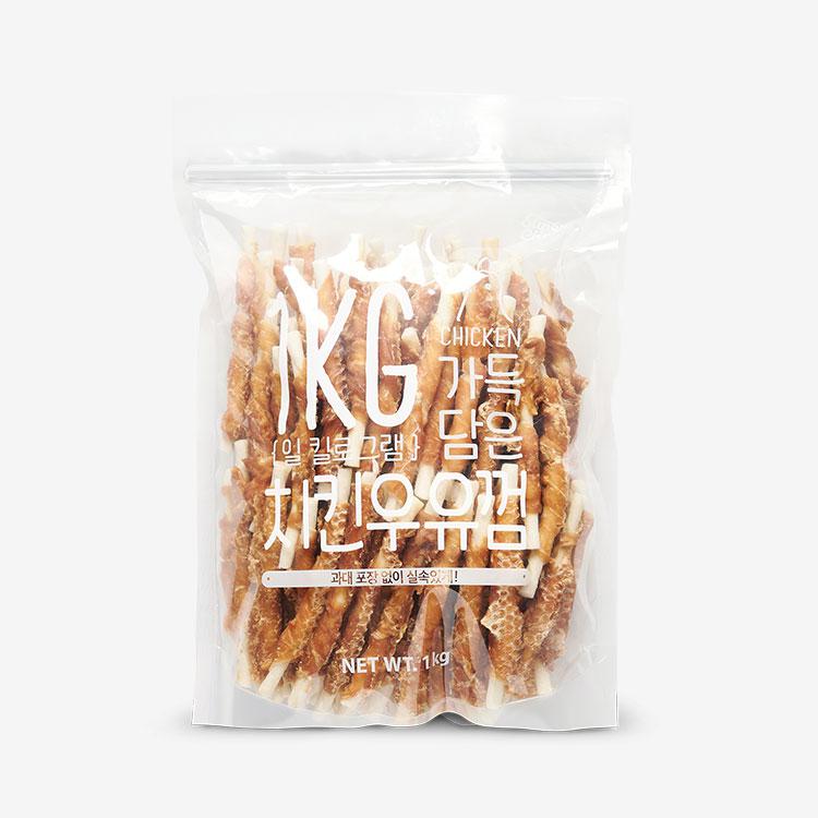 슈퍼츄 일킬로그램 치킨우유껌스틱 100p 1kg 핏펫몰