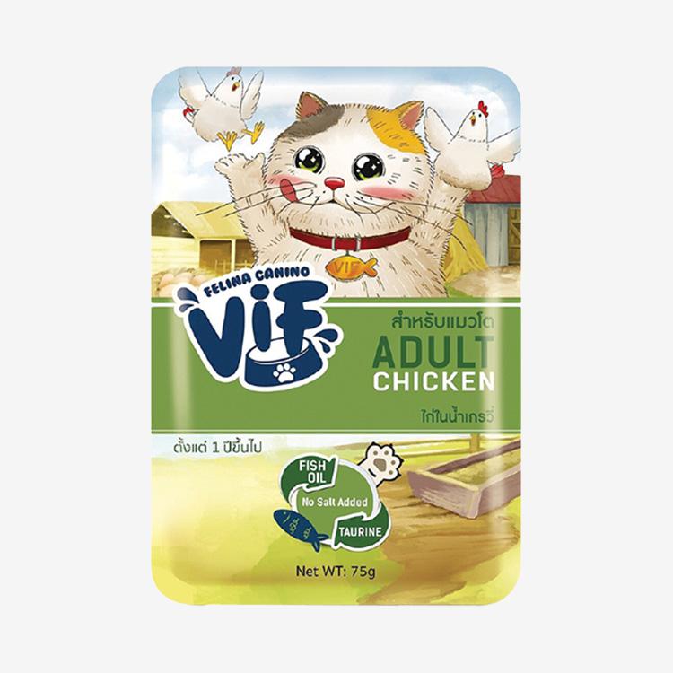 [1개/12개] VIF 캣 어덜트 닭고기 파우치 in 그레이비 (75g) - 핏펫